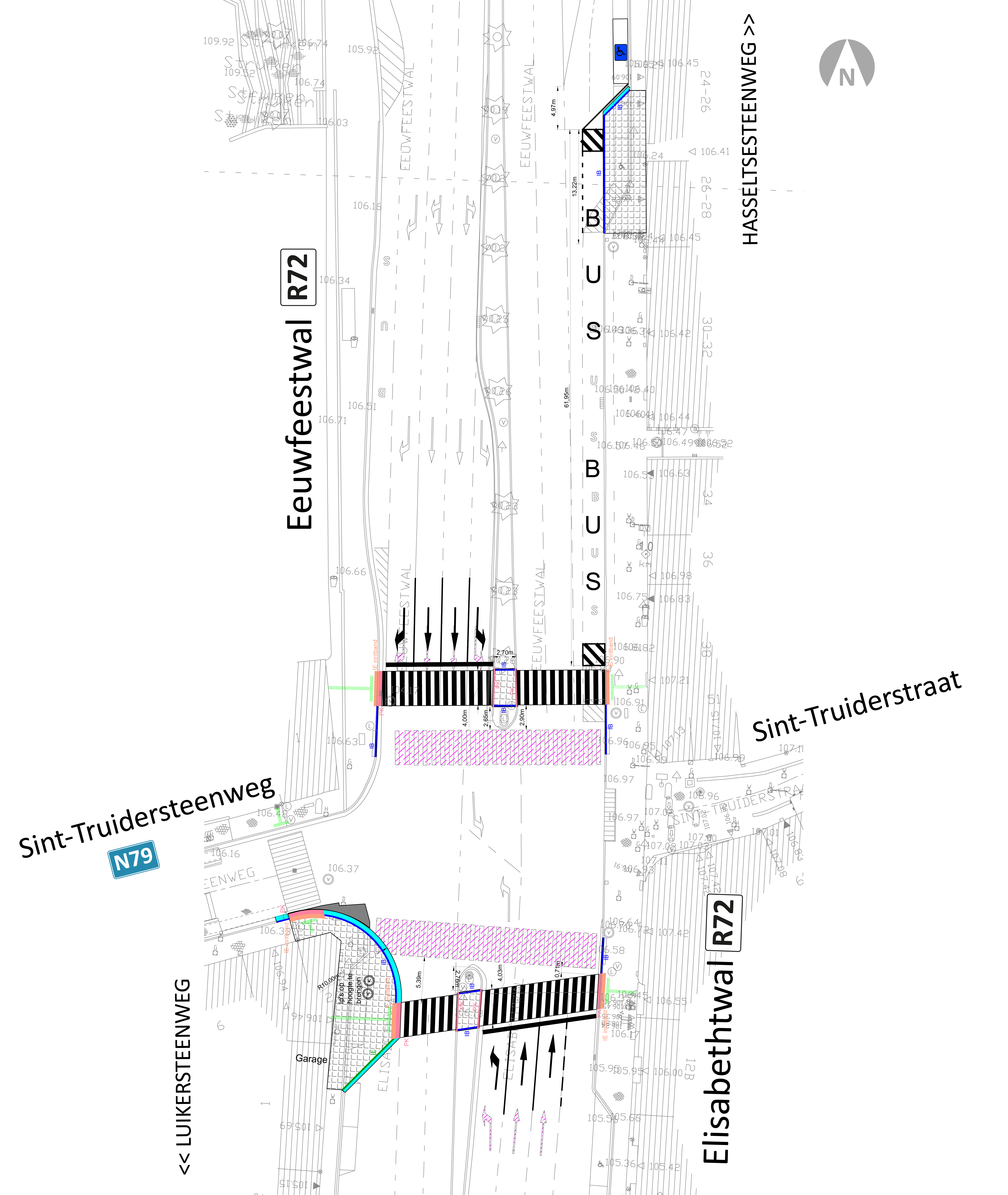 Aanpassingen aan kruispunt Eeuwfeestwal/Elisabethwal (R72) x Sint-Truidersteenweg (N79) | Wegen ...